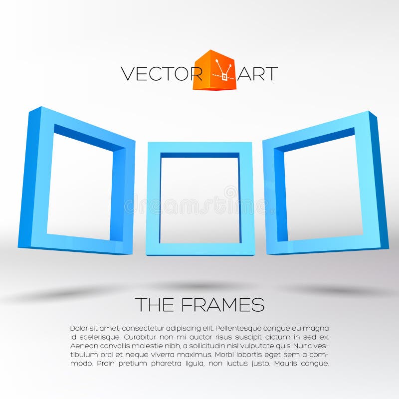 Three Blue Rectangular 3D Frames Stock Vector - Illustration of ...