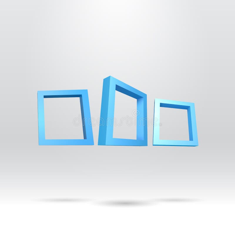 Three Blue Rectangular 3D Frames Stock Vector - Illustration of exhibit ...