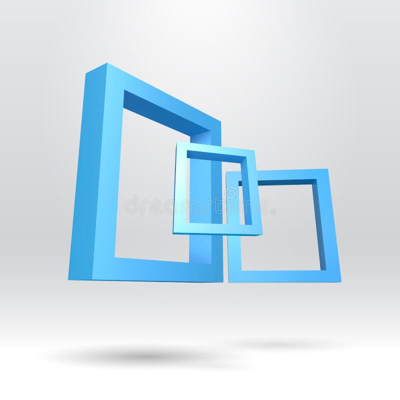 Two Blue Rectangular 3D Frames Stock Vector - Illustration of ...
