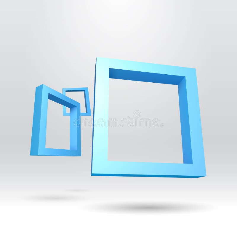 Three Blue Rectangular 3D Frames Stock Vector - Illustration of cube ...
