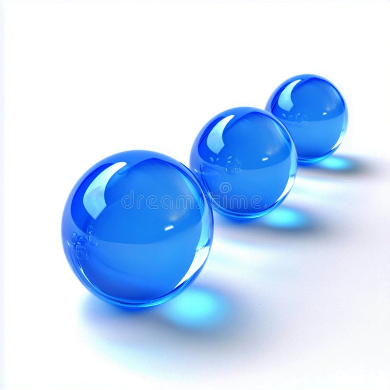 A Trio of Blue Spheres Arranged in a Row on a Bright White Surface ...