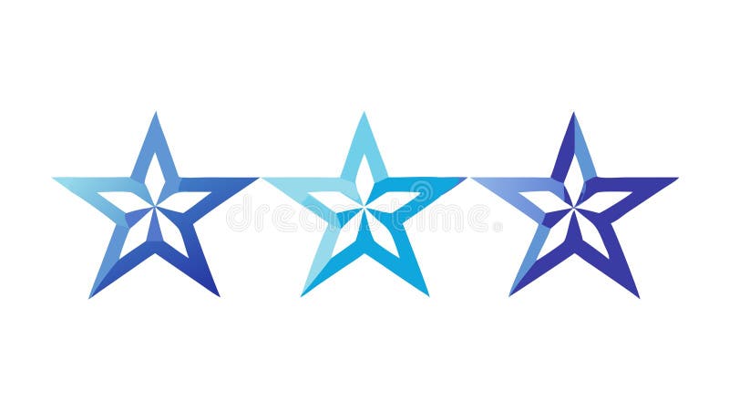 Three Blue Stars Icon, Rating and Quality Symbol, Vector Design ...