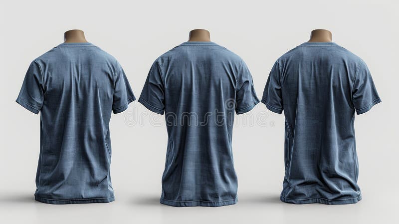 Three Blue T-shirts on Mannequins, Back View, Studio Shot Stock ...