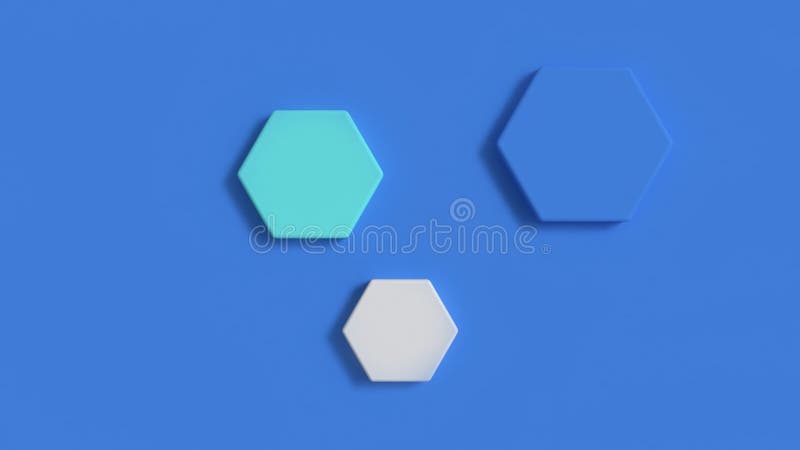 Three Blue White Six Angles Shape Blue Minimal Background 3d Render ...
