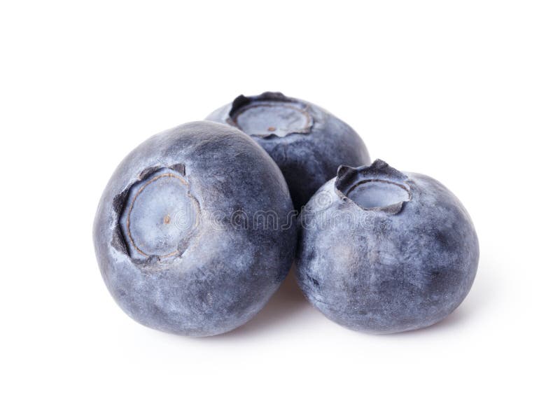Three Blueberries Isolated on White Stock Photo - Image of blue ...