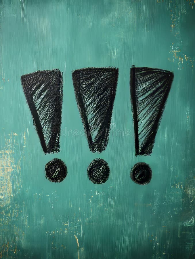 Three Bold Exclamation Marks on a Green Chalkboard. Stock Photo - Image ...