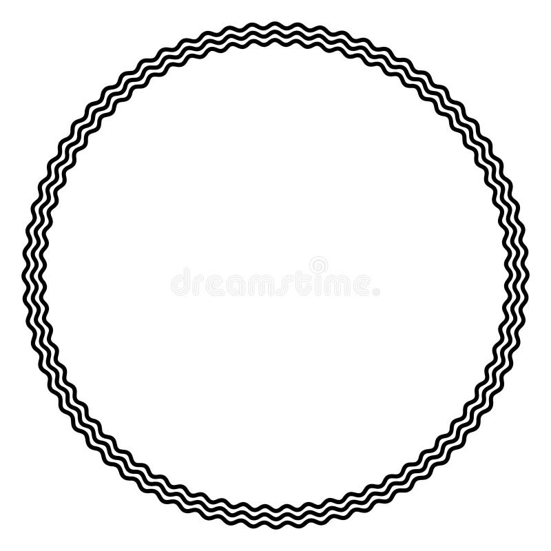 Three Bold Wavy Lines Forming a Large Circle Frame Stock Vector ...