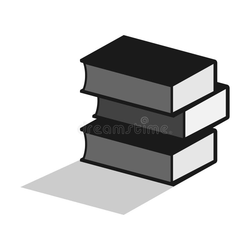 Three Books Icon with Shadow, Pictogram Vector Illustration Isolated on ...