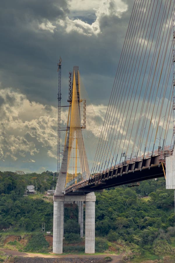 Cable-Stayed Bridge at Border Tripoint Stock Image - Image of panoramic ...