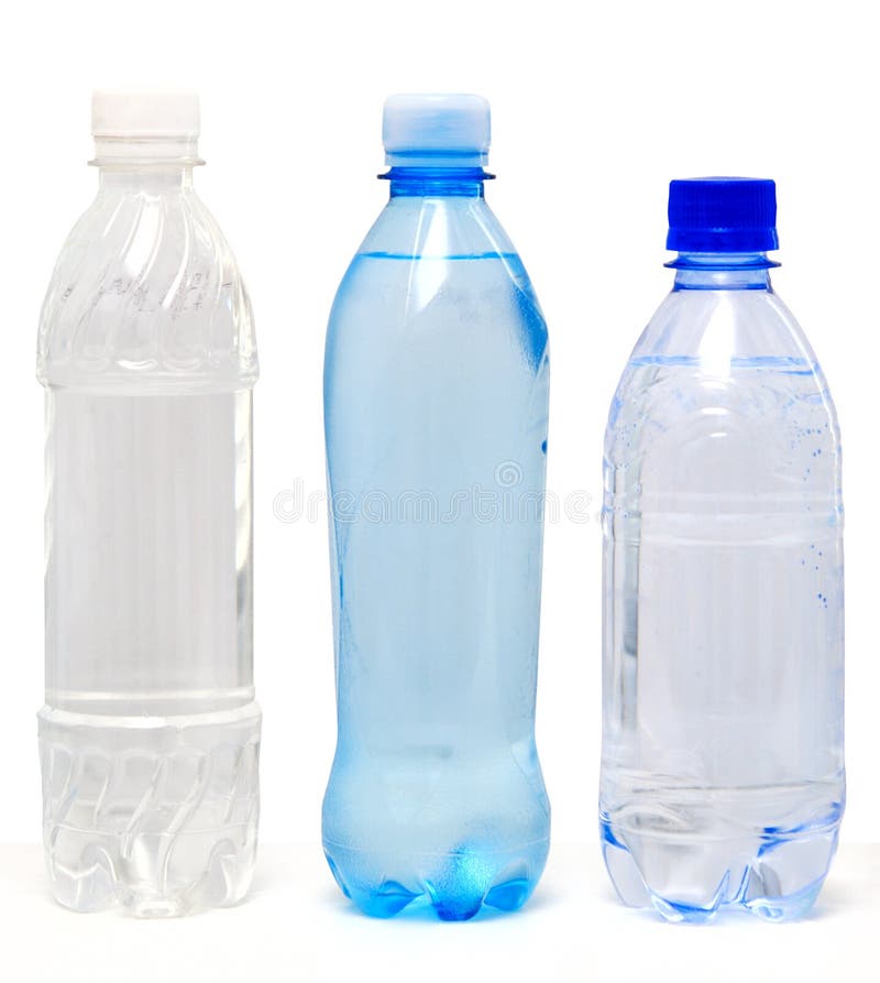 Bottles Filled with Water, Standing on the Shelf Stock Photo - Image of ...