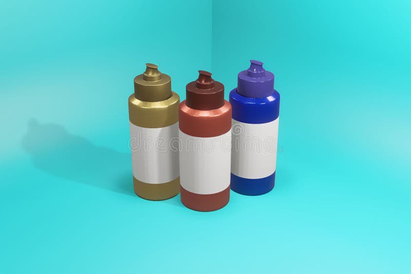 Three Bottle Colour on Green Background Stock Illustration ...