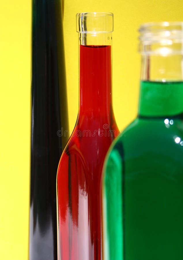 Three Bottles of Colour stock photo. Image of bottle, medicine - 566756