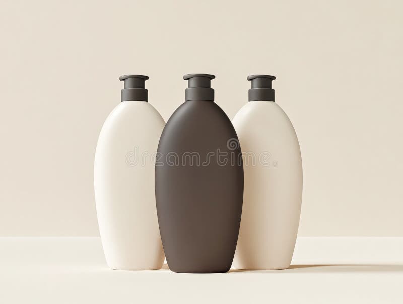Three Bottles of Shampoo are Lined Up on a Table Stock Image - Image of ...