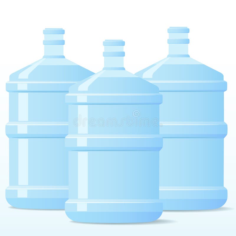 Three Big Bottles with Clean Blue Water Drink Stock Illustration ...