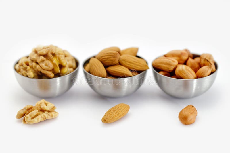 Three bowl with nuts. stock photo. Image of macro, ingredient - 22416084
