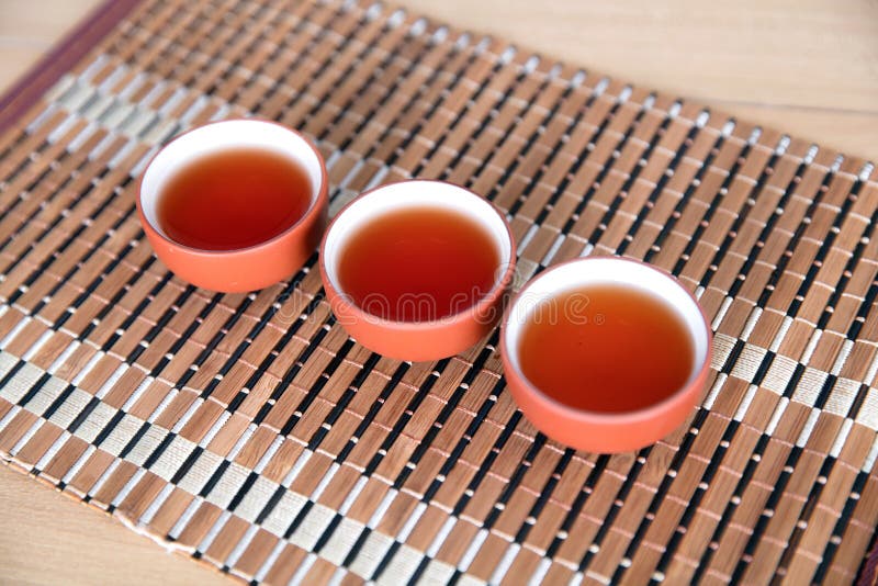 Three Bowls of Black Tea in a Row Stock Photo - Image of taste, asian ...