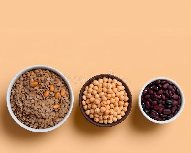 Three Bowls of Three Different Pulses are Arranged Stock Illustration ...