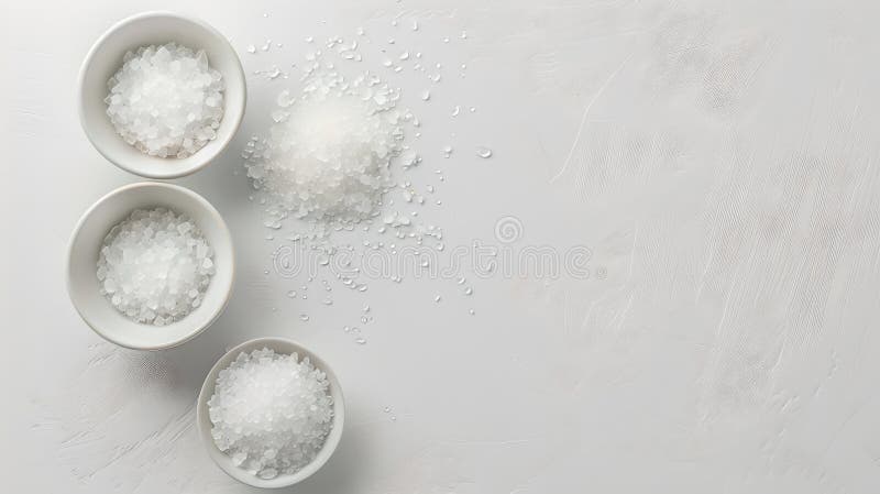 Three Bowls Filled with Different Types of Salt are Displayed on a ...