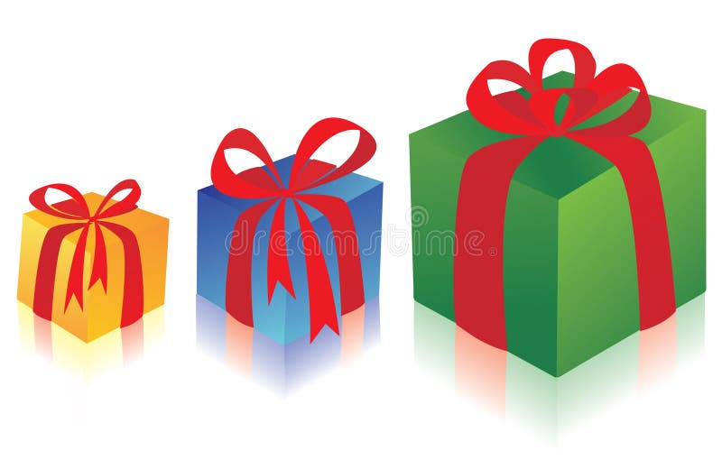 Three box with gifts stock vector. Illustration of giving - 4866602
