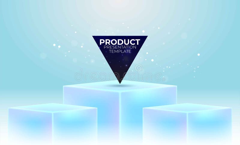 Three Box Stand for Product Display. Empty Light Blue Podium or ...
