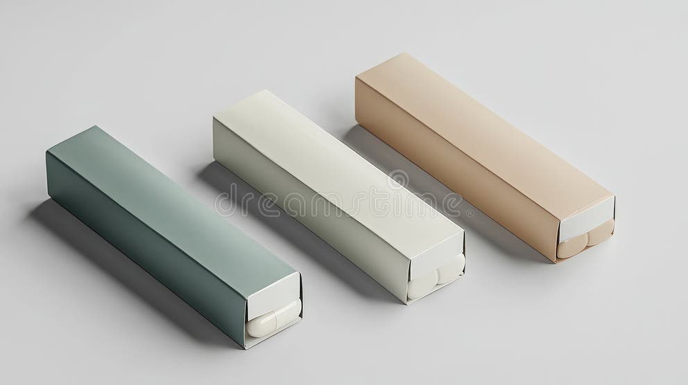 Three Boxes of Medication on Muted Gray Background Stock Photo - Image ...