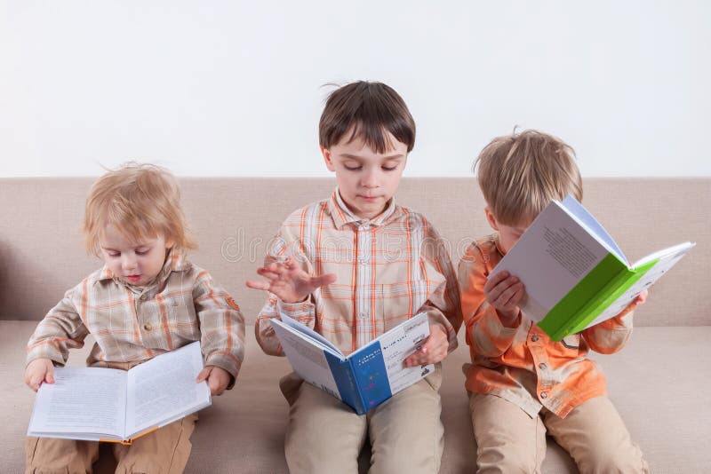 Three Boys are Reading Books Concept of Intelligence Stock Image ...