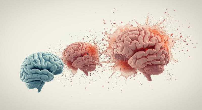 Three Brains Exploding with Creativity and Colorful Dynamism Stock ...