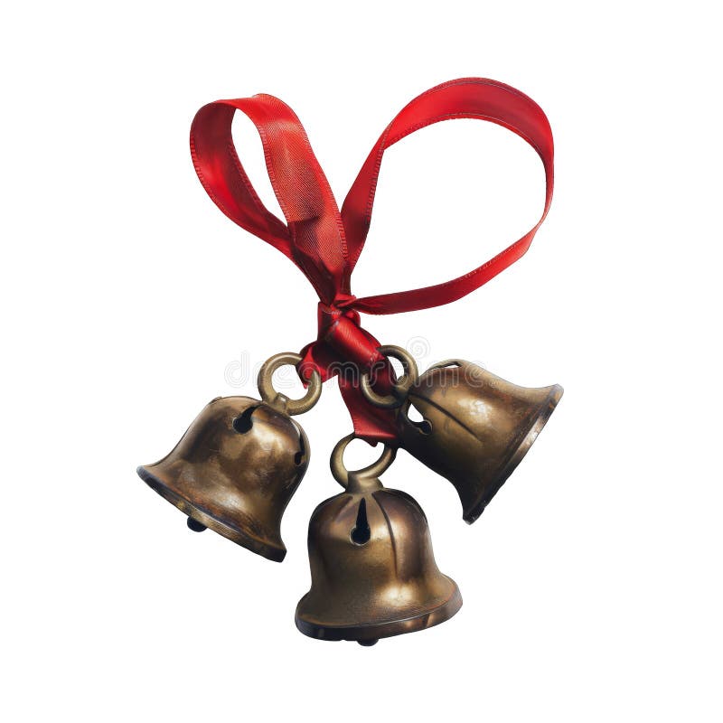 Three Brass Bells Tied with a Red Ribbon Stock Illustration ...