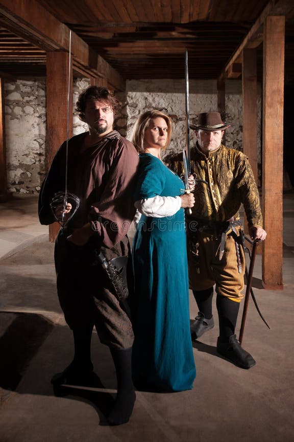 Middle Ages Heroes with Swords Stock Image - Image of serious ...