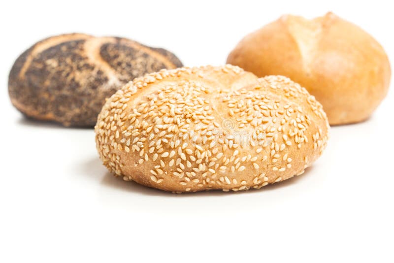 Three bread rolls, cutout stock image. Image of white - 38268181