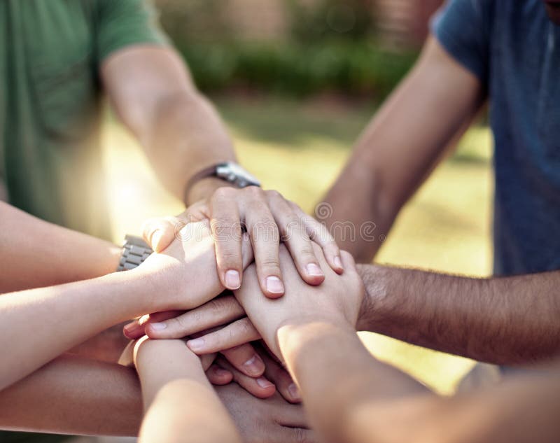 On Three, Break. High Angle Shot of a Young Group of Friends Standing ...