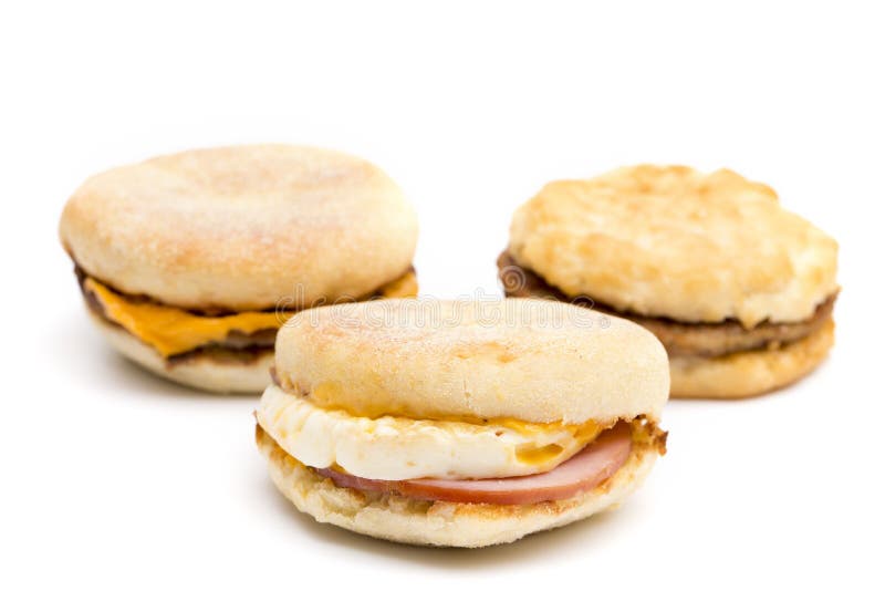 Three Breakfast Sandwich stock image. Image of flat - 120515515