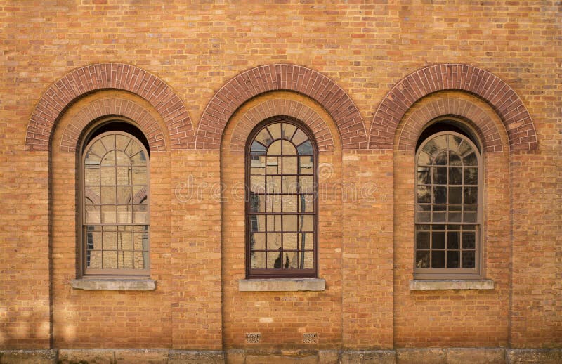 Three brick windows stock photo. Image of built, stone - 61344864