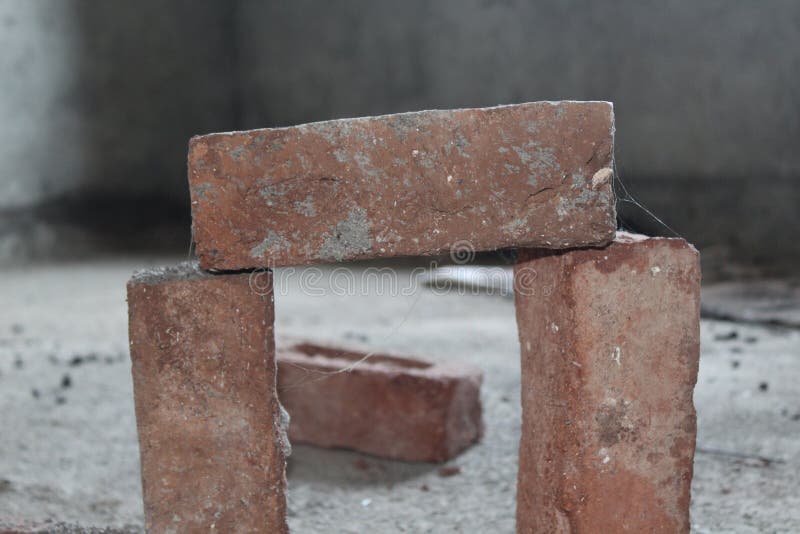 Three Bricks on Each Other Showing Concept of Gate Stock Photo - Image ...