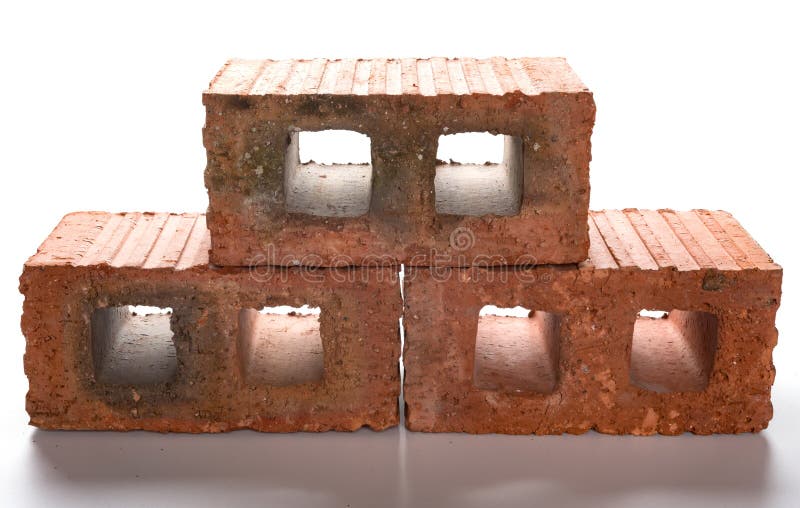 Three Red Bricks Aligned. Old Broken Red Clay Tile Stock Image - Image ...