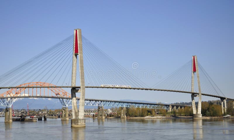 Three Bridges Across Fraser River Editorial Image - Image of ...