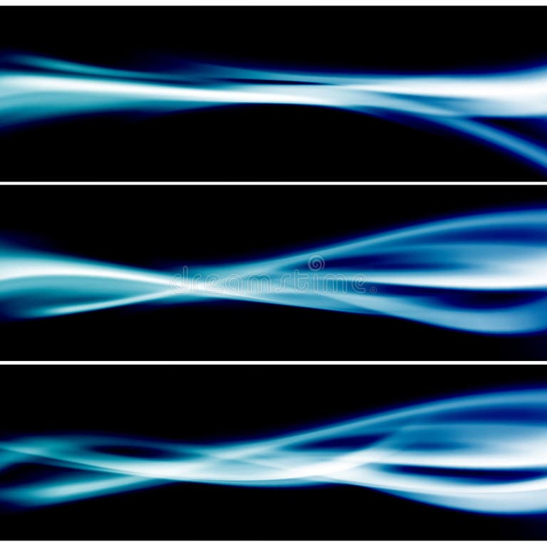 Three Bright Blue Glow Header Neon Swoosh Line Stock Vector ...