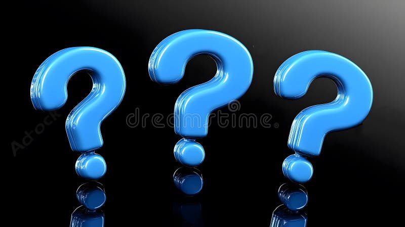 Three Bright Blue Question Marks on a Sleek Background Stock ...
