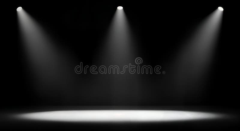 Stage Lighting: Three Spotlights Illuminate the Stage Floor in a Studio ...