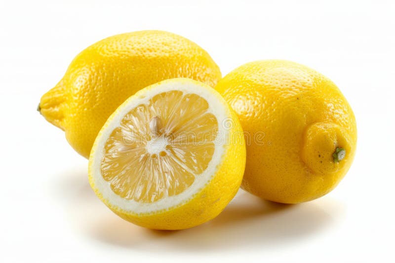 Three Vibrant Lemons on White Background. AI Generated Stock Photo ...