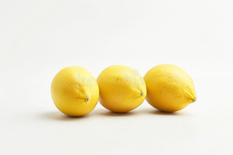 Three Vibrant Lemons on White Background. AI Generated Stock Photo ...