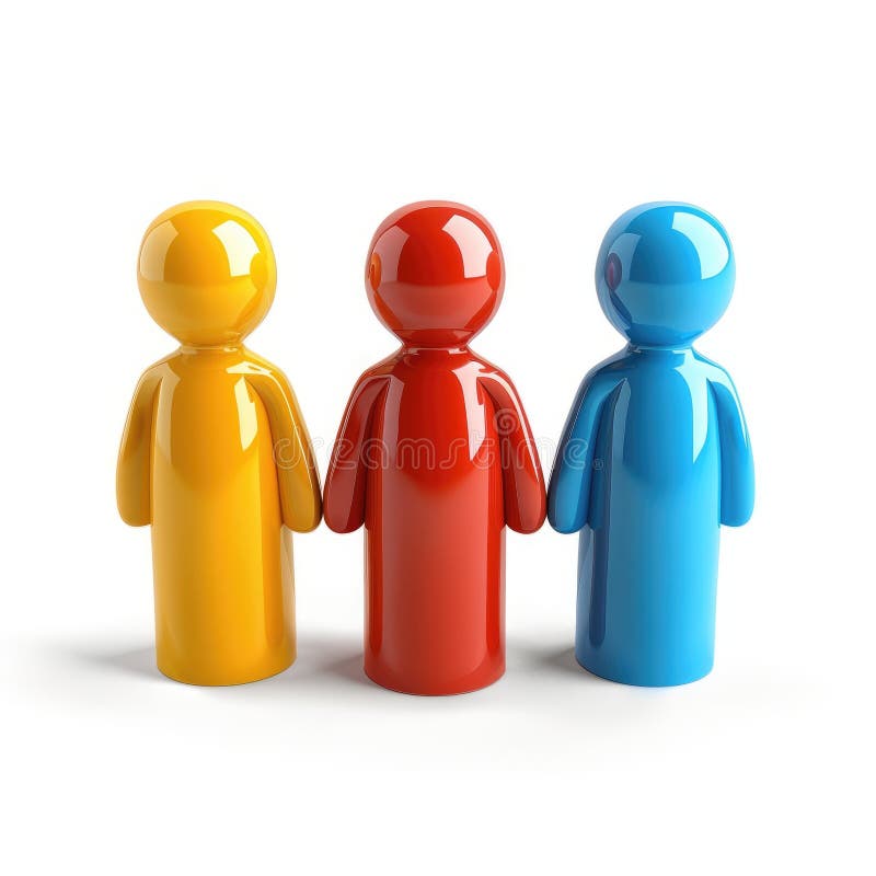 Three Shiny Colorful Figures Representing Teamwork and Unity Stock ...