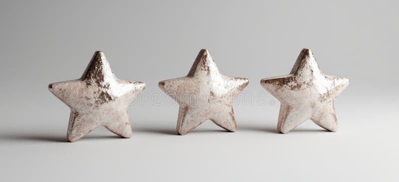 Three Bronze Stars on Minimalist Gray Background Reflecting Modern ...