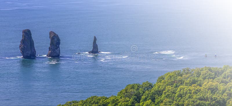 Three Brothers Rocks in Avacha Bay on Kamchatka Peninsula Stock Photo ...