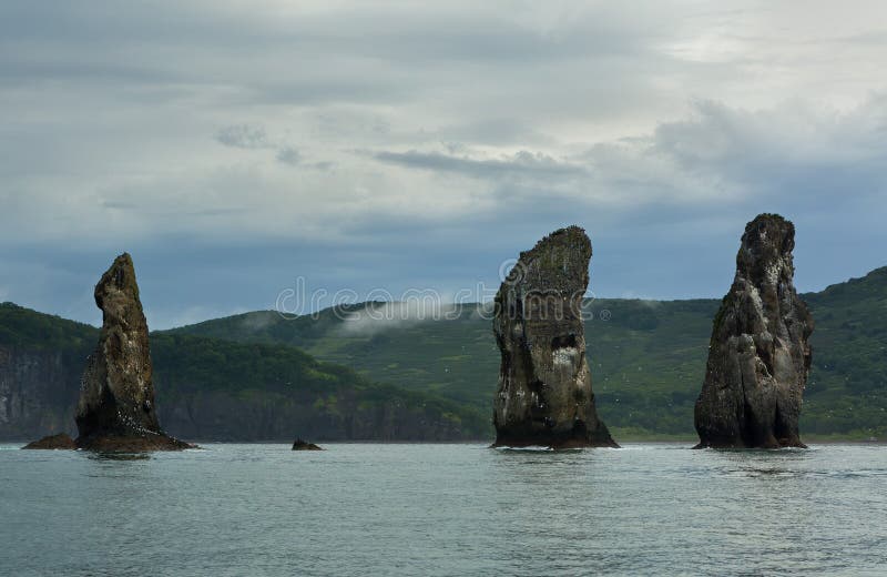 Three Brothers Rocks in the Avacha Bay of Pacific Ocean. Coast of ...