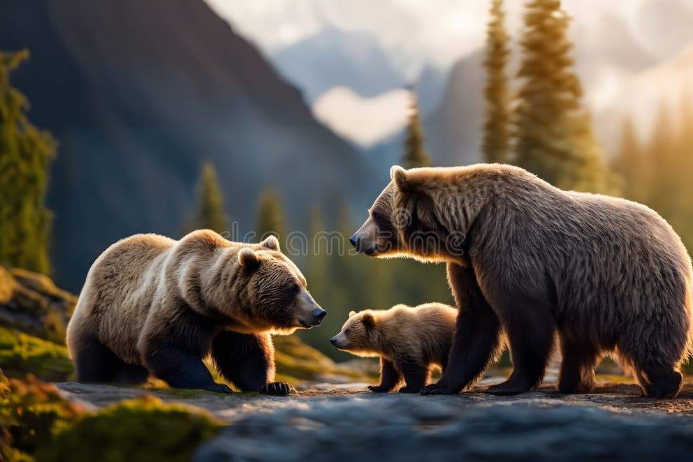 Three brown bears stock illustration. Illustration of wild - 291122628