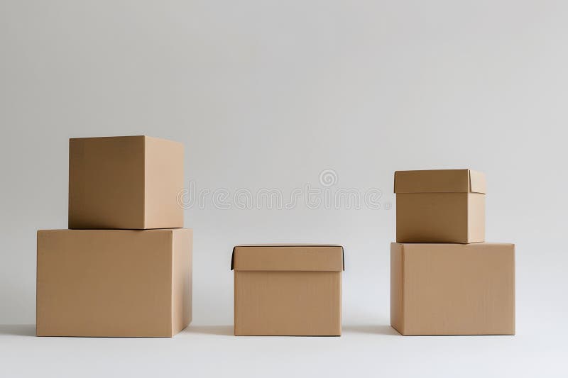 Three Brown Cardboard Boxes of Different Sizes, Minimalist Storage ...