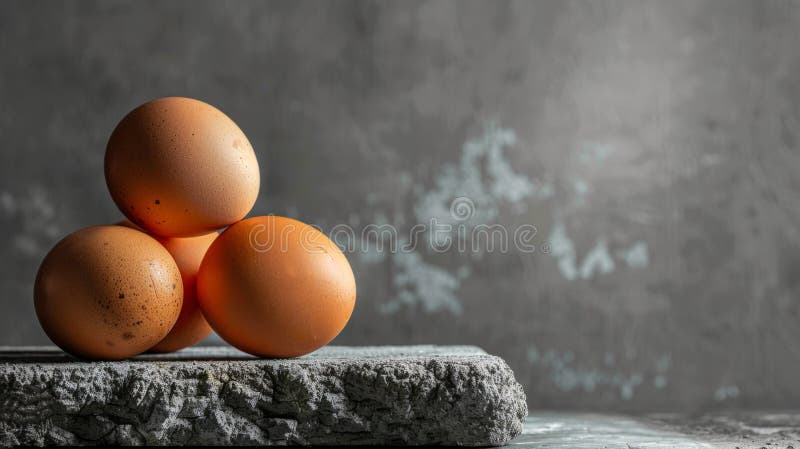 Three Brown Eggs on Rustic Stone Surface Stock Photo - Image of ...