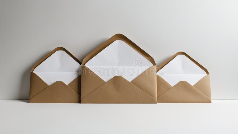 Three Brown Envelopes of Different Sizes and Shapes. Stock Illustration ...