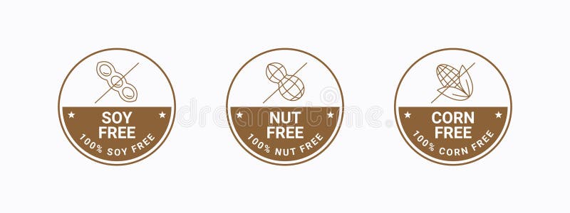Three Brown Food Allergen Labels. Vector Illustration Stock ...